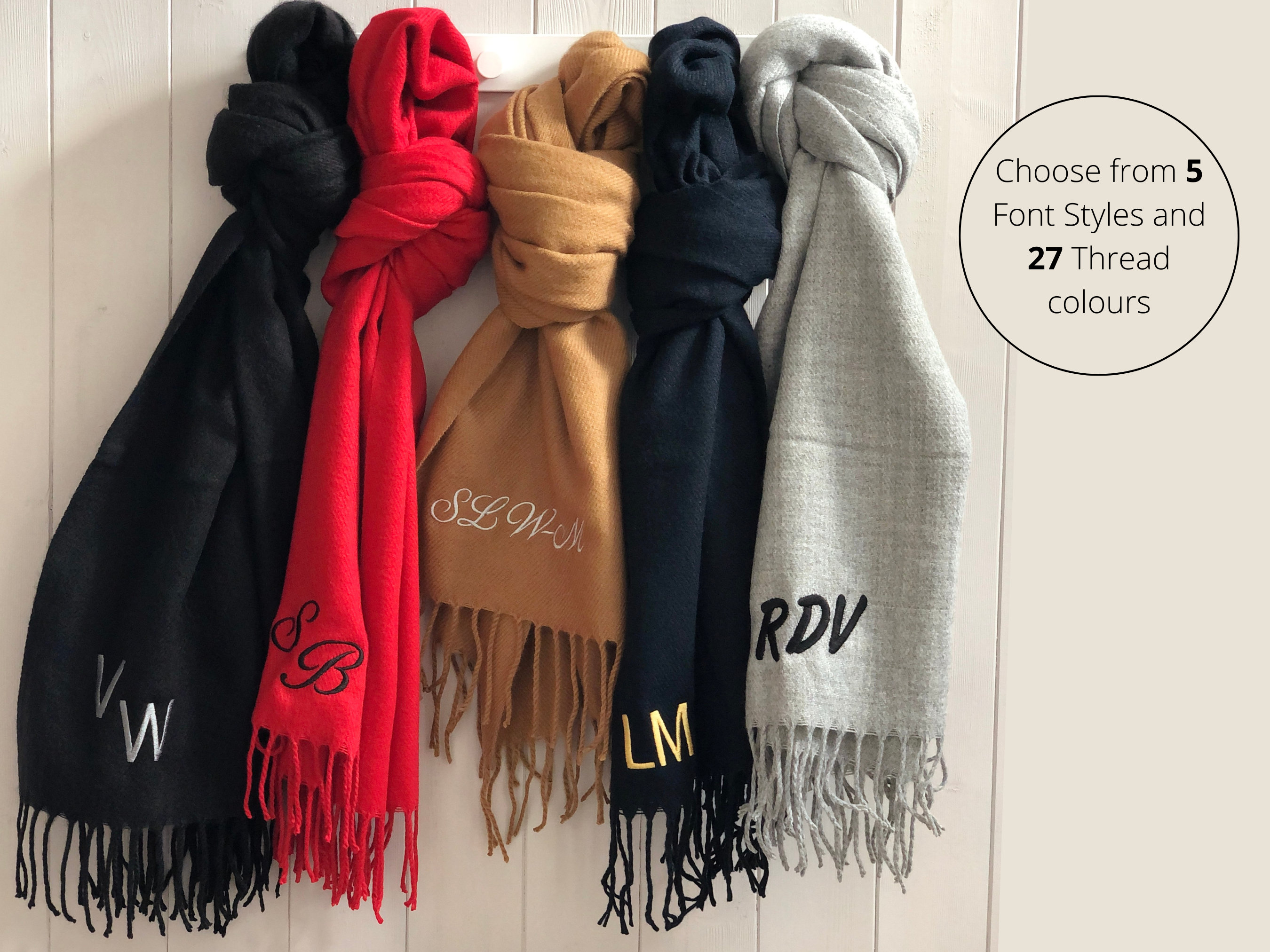 Personalised Embroidered Scarf With Initials or Name - Etsy UK