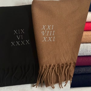 Roman Numerals Embroidered Scarf - Etsy UK