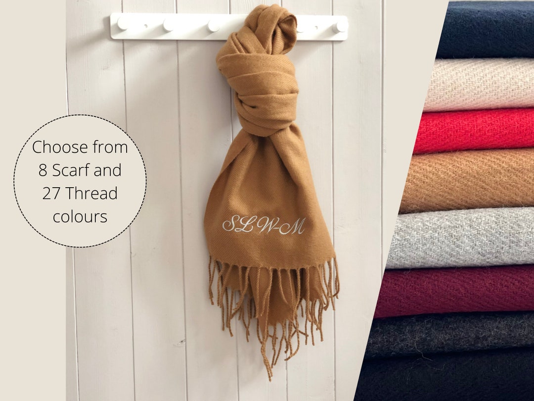 Personalised Embroidered Scarf With Script Initials or Name - Etsy