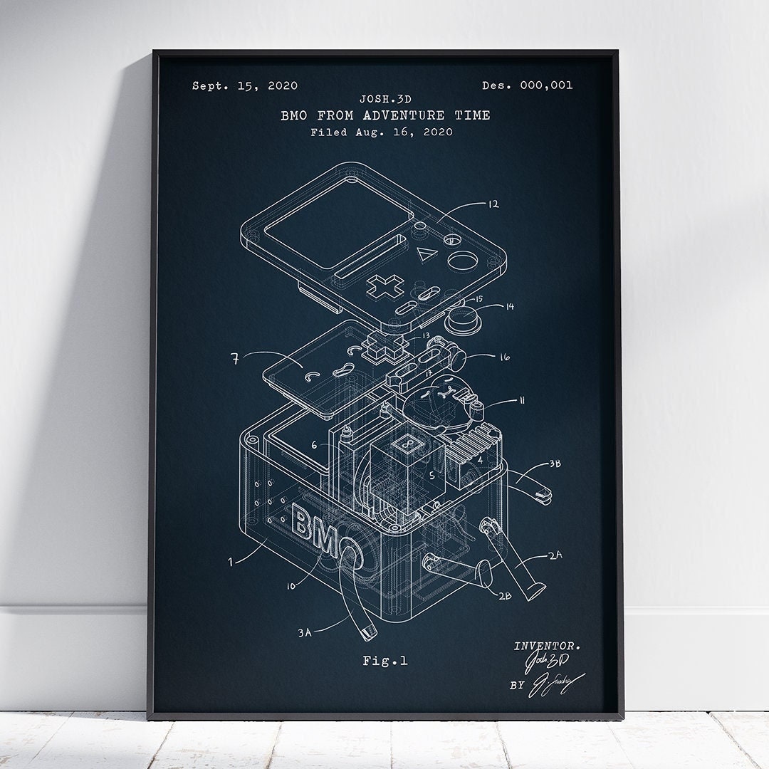 Adventure Time BMO Digital Printable Poster | Vintage Blueprint Patent ...