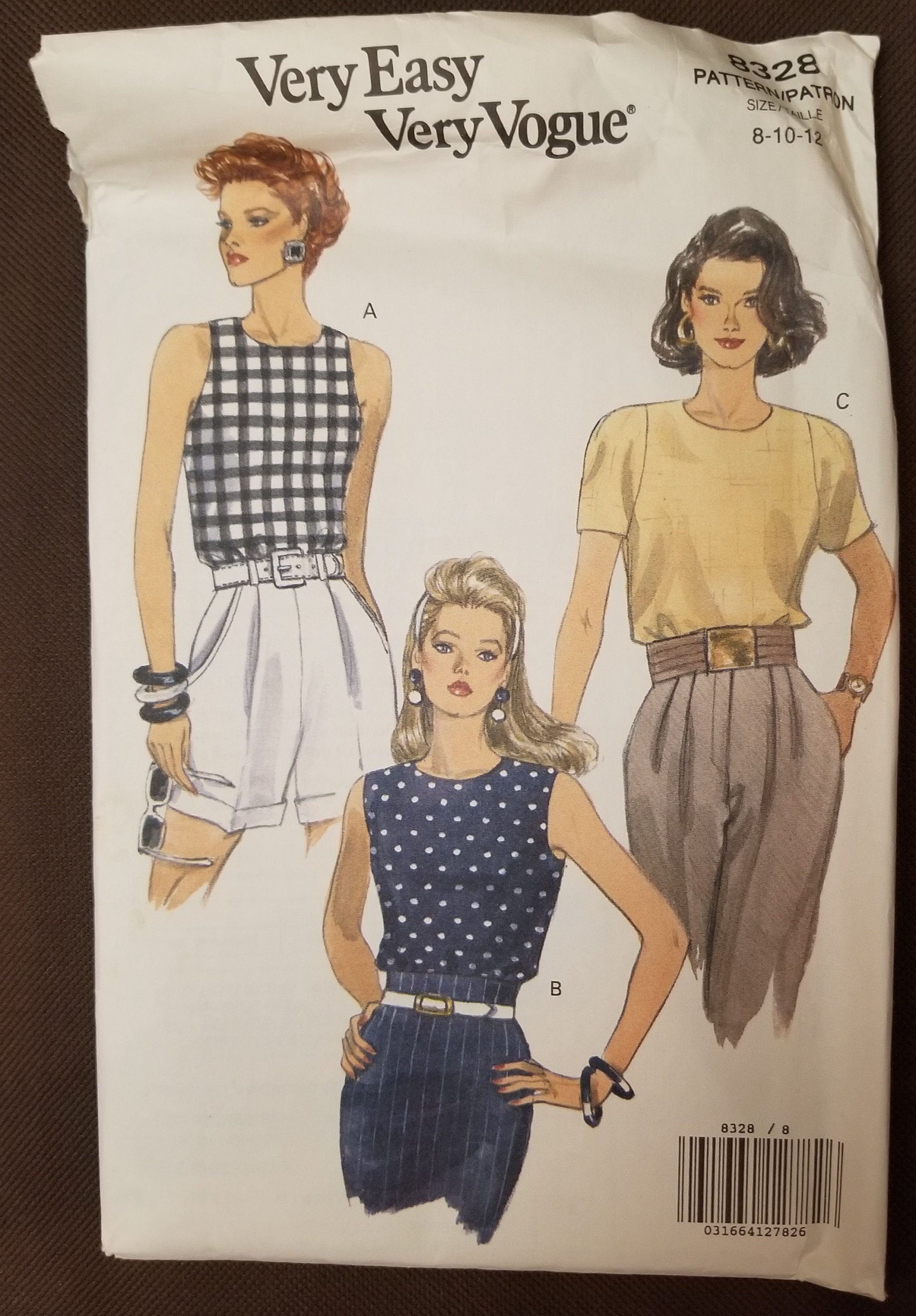 Vogue 8328 Very Easy Very Vogue Sewing Pattern Misses' Top Size 8-10-12 ...