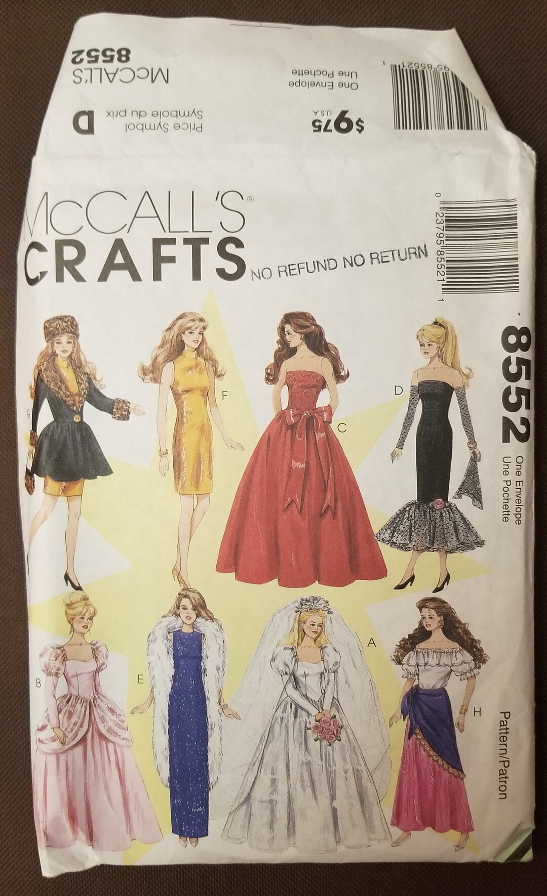 Mccall's 8552 Crafts Sewing Pattern, Fashion Doll Clothes Package ...