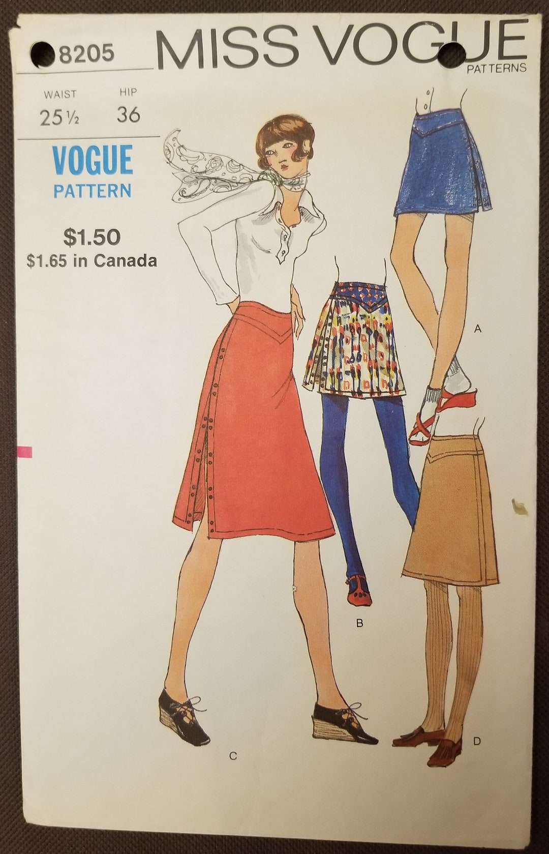 Vogue 8205 miss Vogue Sewing Pattern, Size Waist 25 1/2, Hip 36, Misses ...