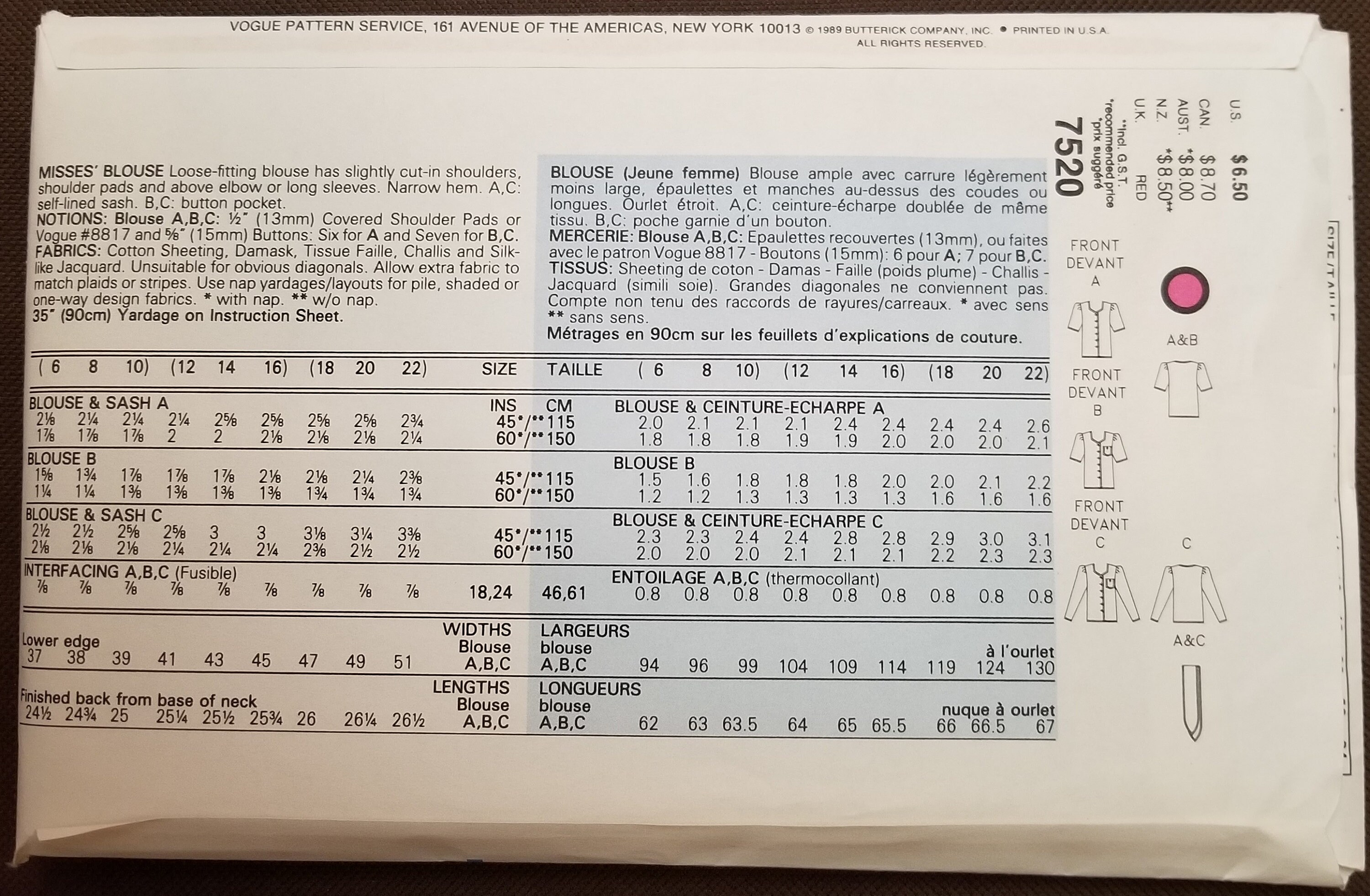 UNCUT Vogue 7520 Very Easy Very Vogue Patrón de - Etsy España