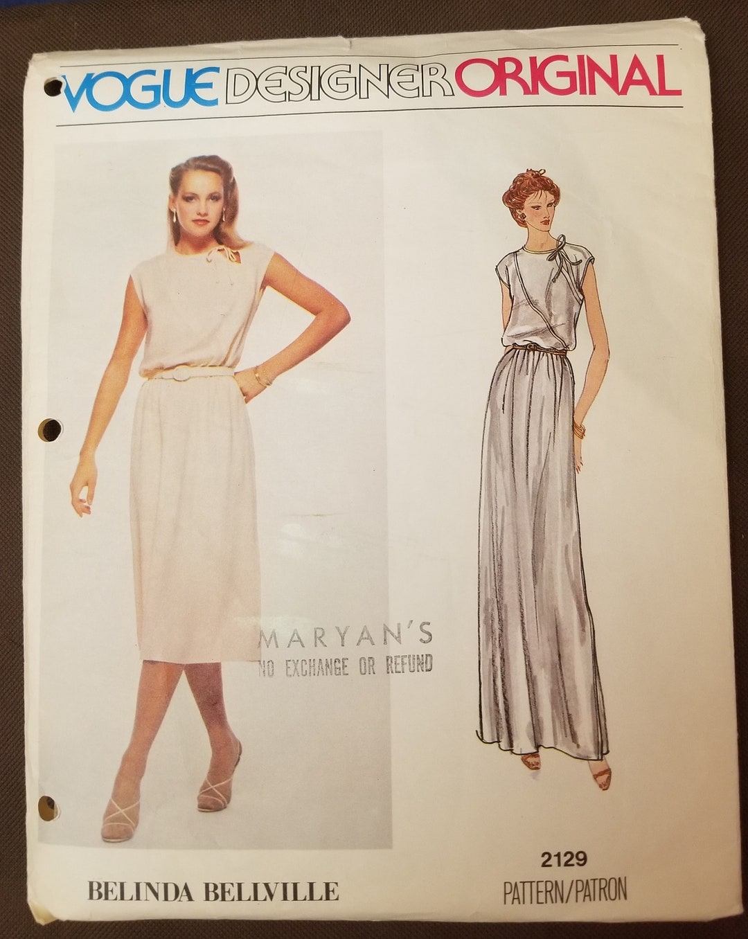 Vogue 2129 Designer Original: Belinda Bellville Sewing Pattern, Size 12 ...