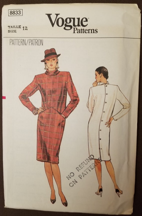 UNCUT Vogue 8833 Sewing Pattern Size 12 Misses' Dress | Etsy