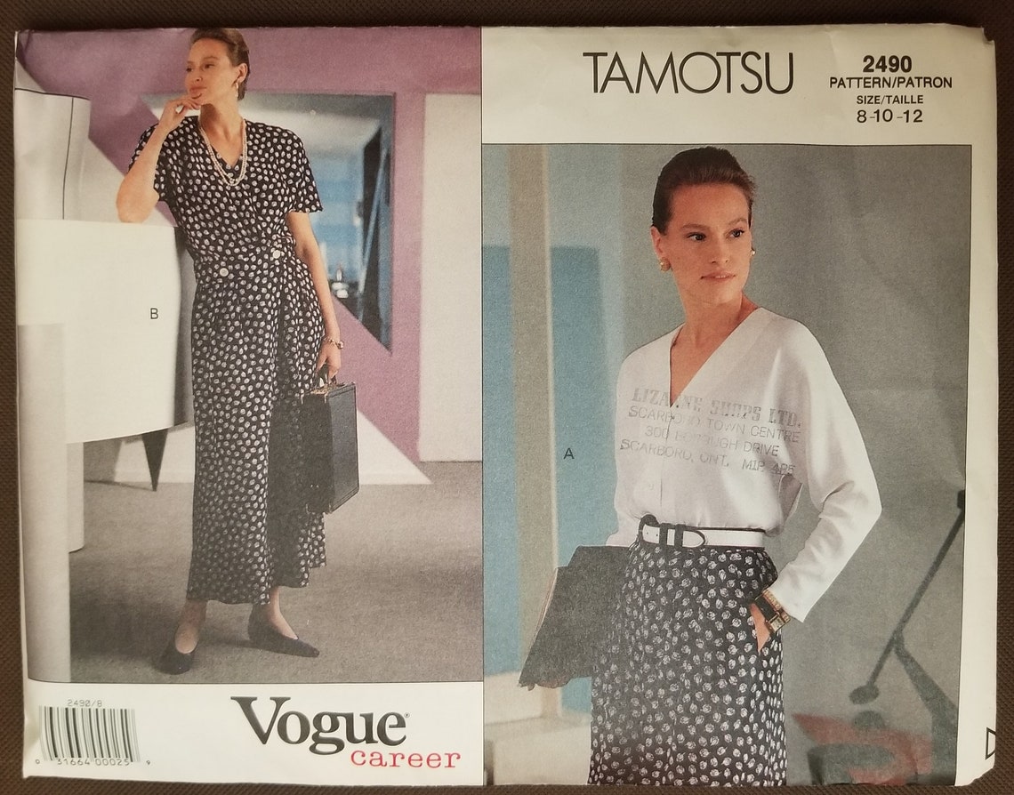 Vogue 2490 Career: Tamotsu Sewing Pattern, Size 8-10-12, Misses' Top ...