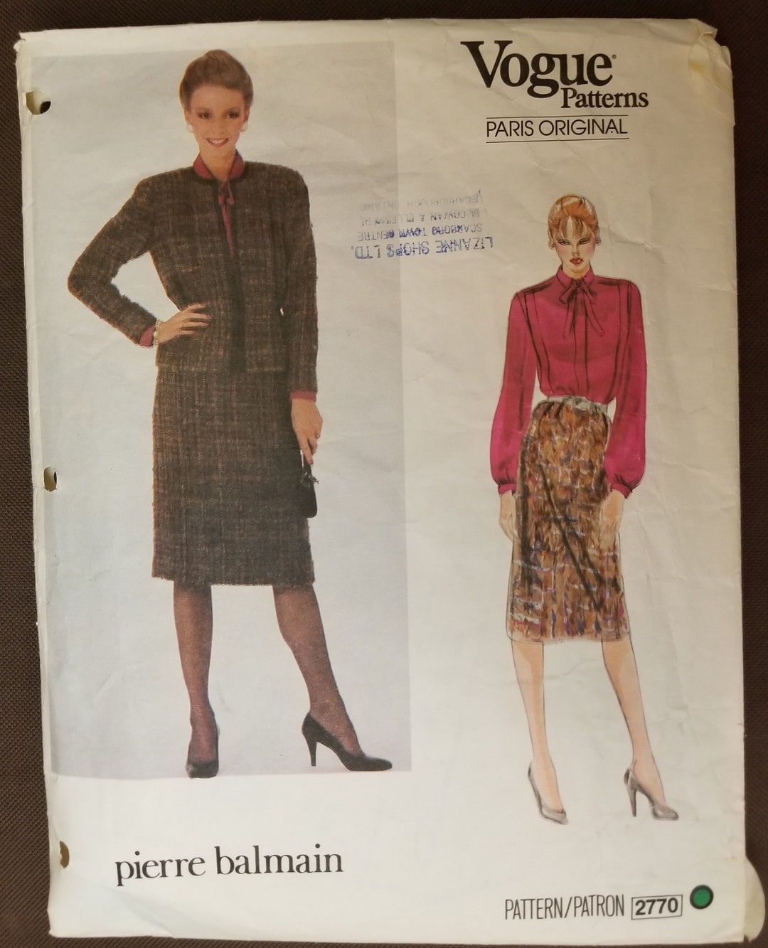 Vogue 2770 Paris Original: Pierre Balmain Sewing Pattern, Size 12 ...