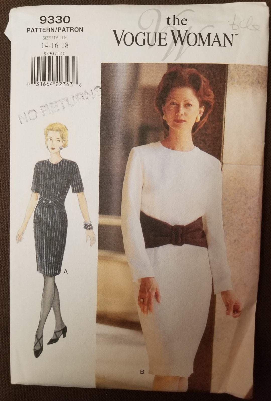 UNCUT Vogue 9330 the Vogue Woman Sewing Pattern, Size 14-16-18, Misses ...