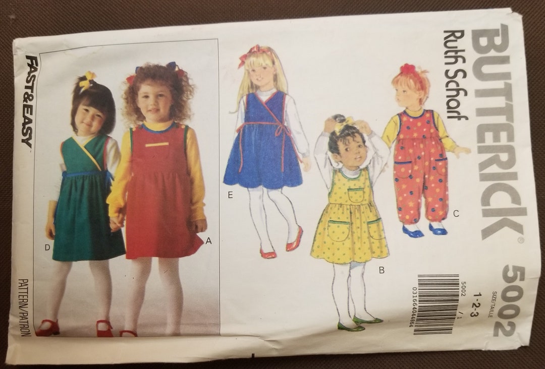 Butterick 5002 Ruth Scharf Sewing Pattern, Size 1-2-3, Partially Cut to ...