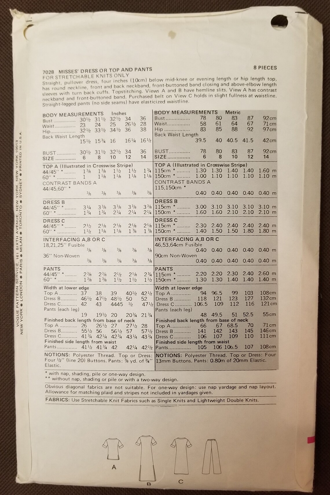 UNCUT Vogue 7028 very Easy Vogue Sewing Pattern, Size 12, Misses' Dress ...