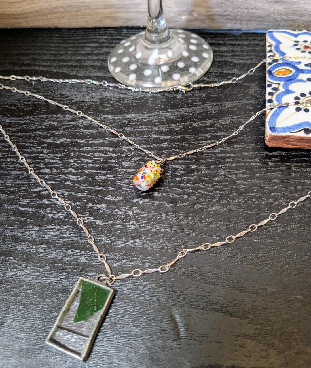 Double-tiered, Layered Silver Pendant Necklace - Etsy