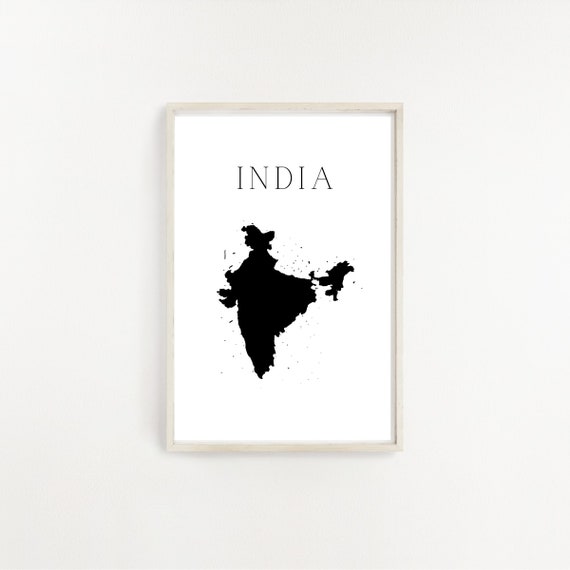 World Wall Art India Map of India Geographic Decor Modern | Etsy