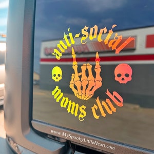 Anti Social, Goth Mom, Skeleton Rock Hand Decal, Spooky Car Accessories ...