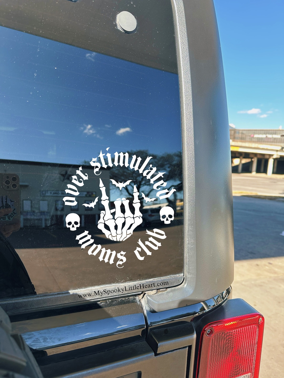 Over Stimulated Moms Club, Goth Mom, Skeleton Rock Hand Decal, Spooky ...