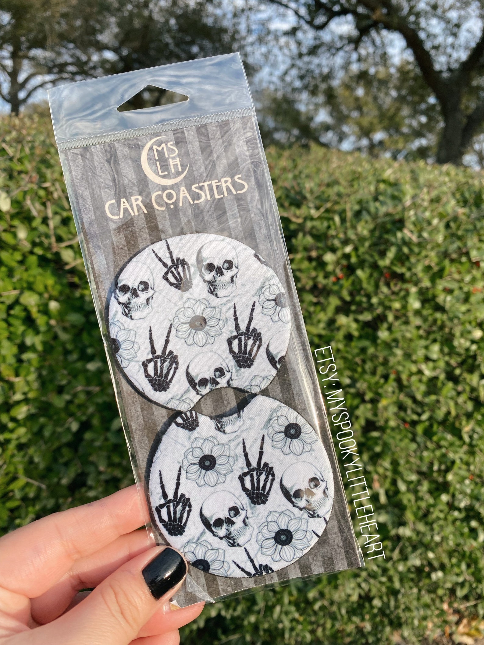 Skull Car Coasters | Gothic Car Coasters | Goth Car Decor | Cute Car ...