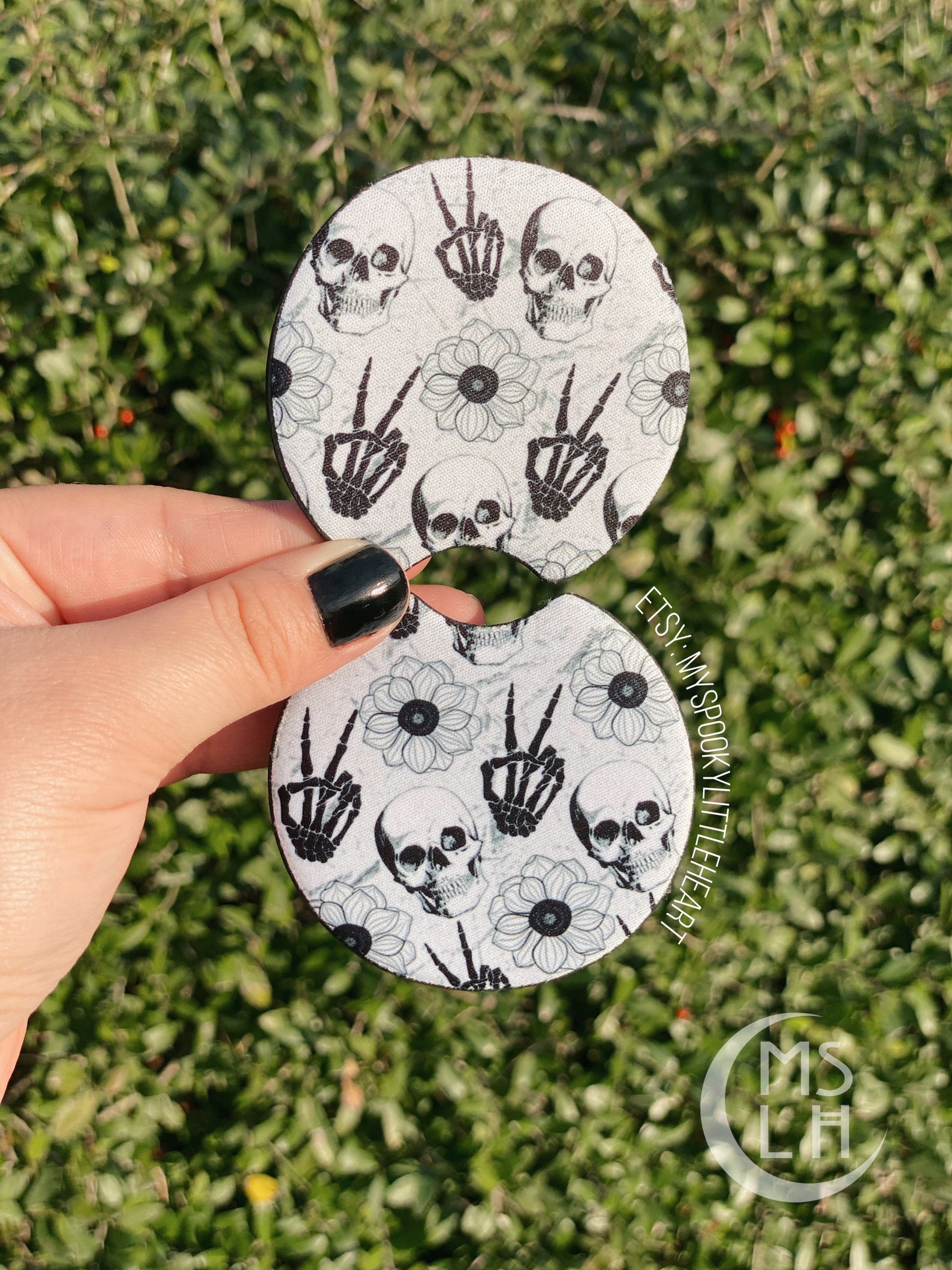 Skull Car Coasters Gothic Car Coasters Goth Car Decor | Etsy