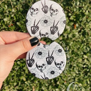 Skull Car Coasters Gothic Car Coasters Goth Car Decor | Etsy
