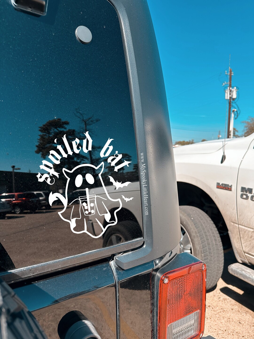Spoiled Bat Decal, Cute Ghost Decal, Car Decal Ghost With Iced Coffee ...