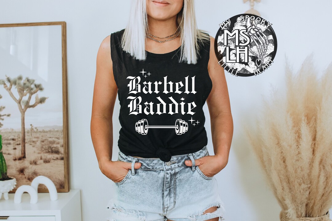 Barbell Baddie, Alternative Gym Tank Shirt, Goth Workout Sweatshirt ...