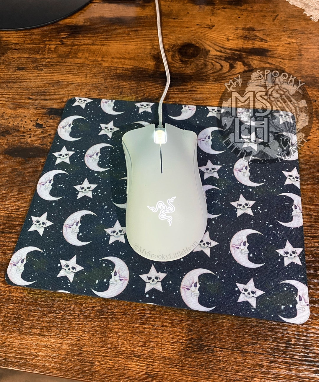 Spooky Moon Mousepad, Spooky Office, Goth Office Decor, Skull Mousepad ...