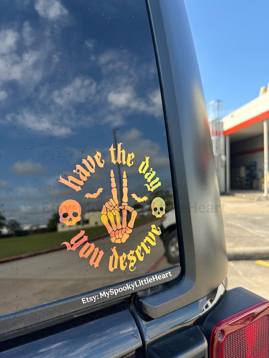 Have the Day You Deserve Decal, Skeletal Wave Decal, Car Decal, Spooky ...