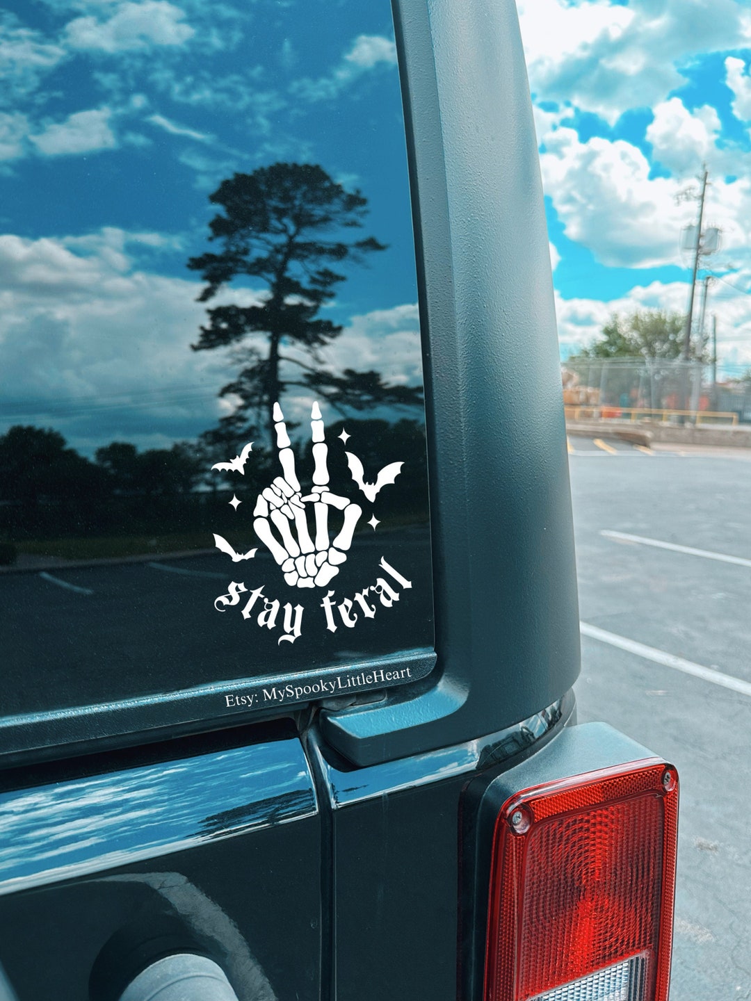Stay Feral, Feral Decal, Skeleton Decal, Spooky Car Accessories, Goth ...