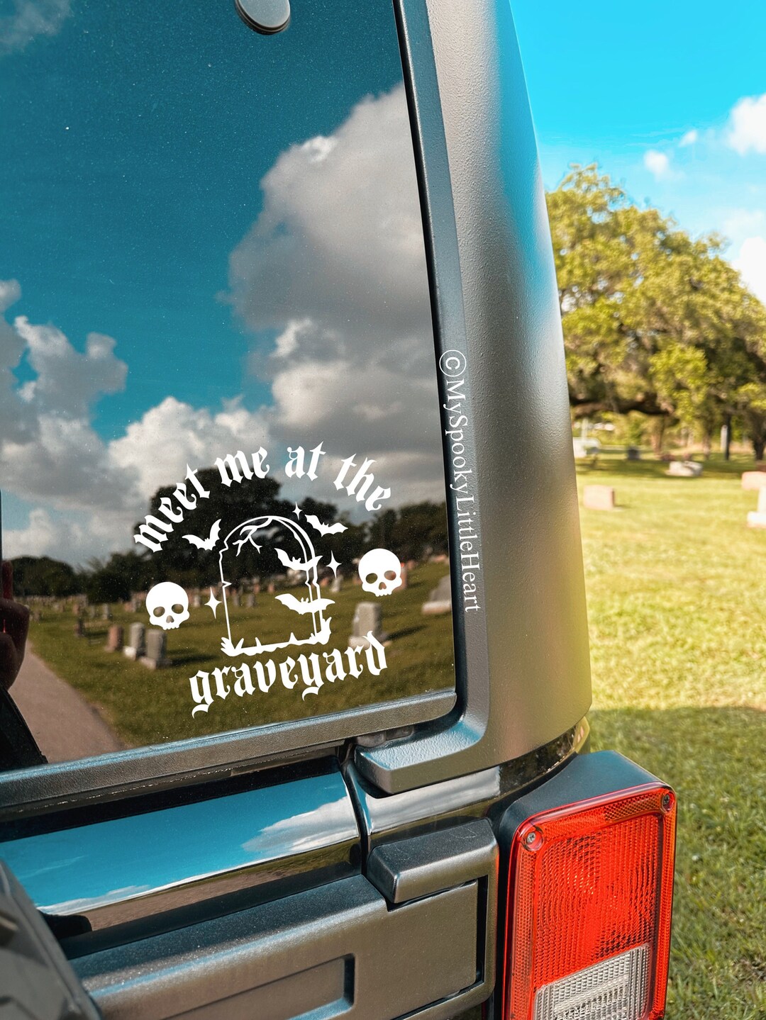 Meet Me at the Graveyard Bumper Decal, Spooky Decals, Goth Decals, Bats ...