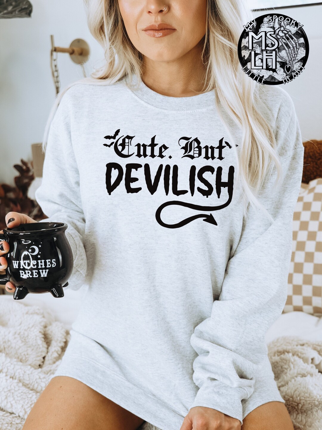 Cute but Devilish , Spooky Life, Halloween Sweatshirt, Spooky Season ...