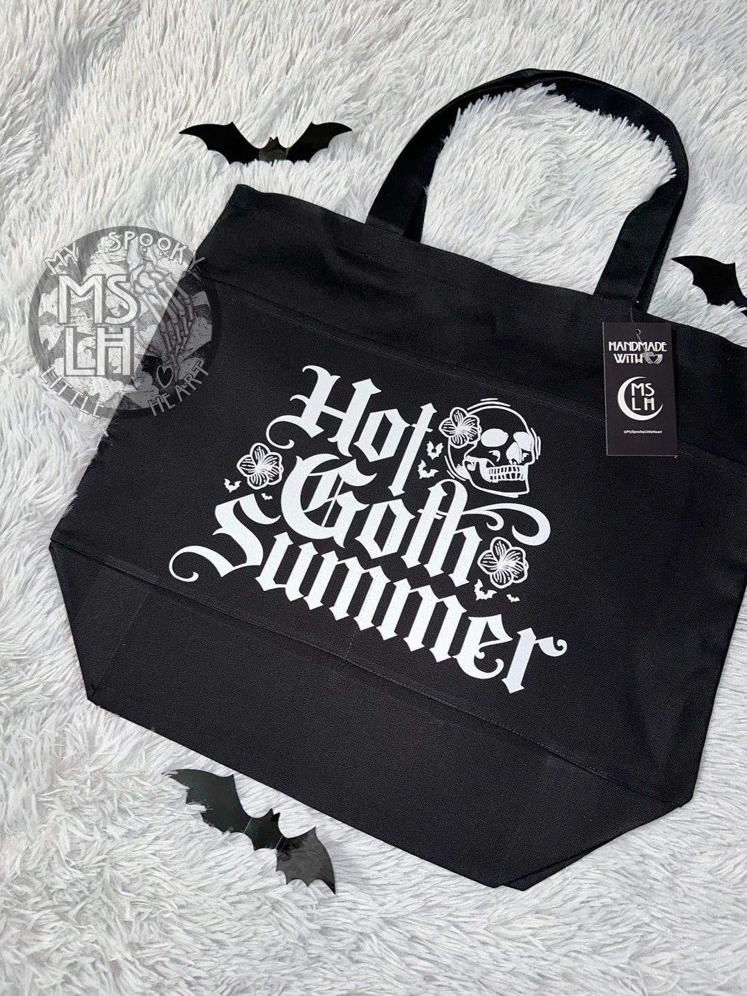 Hot Goth Summer Tote Bag, Black Canvas Goth Tote Bag, Goth Beach Bag ...