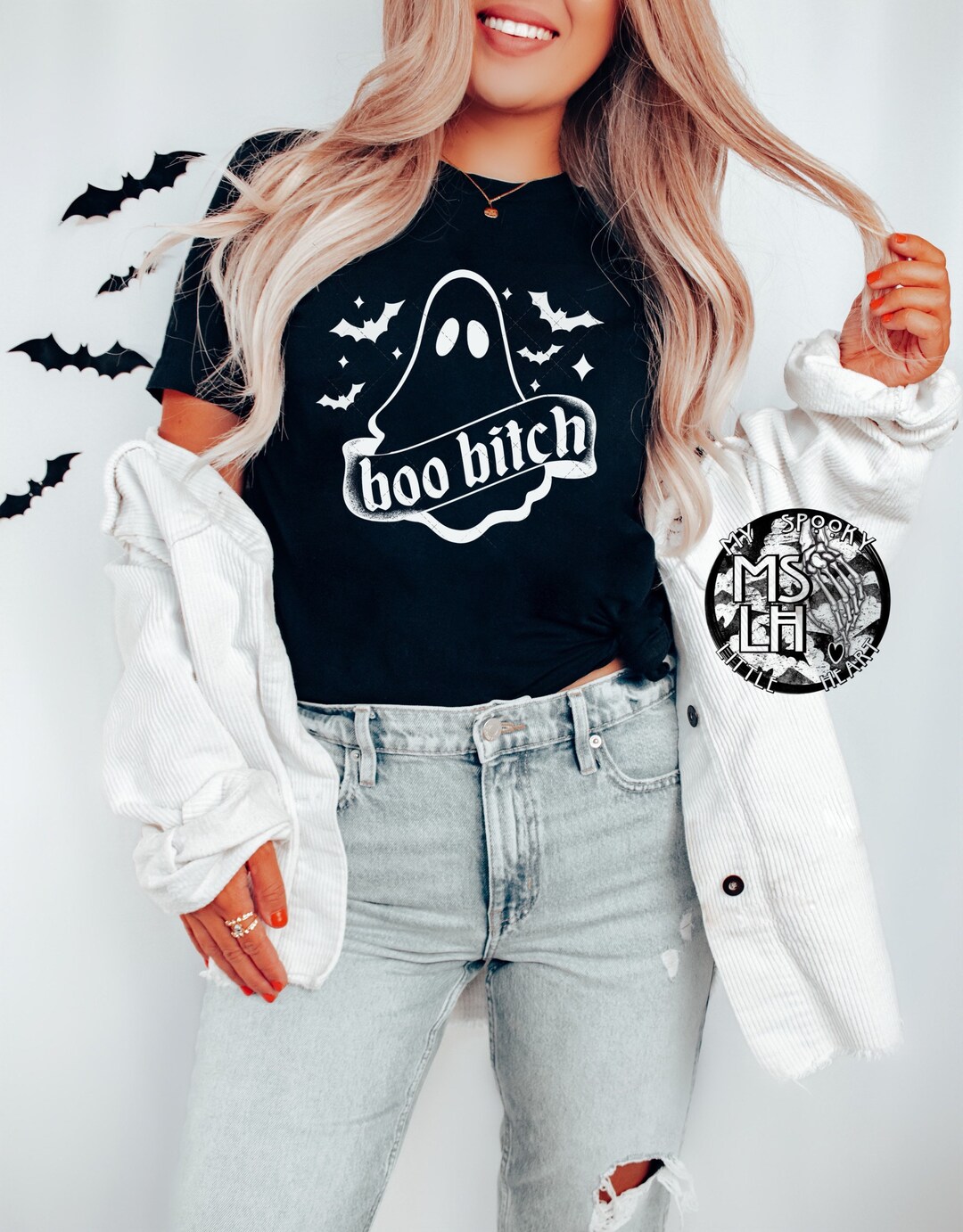 Boo Bitch. Cute Ghost, Batty, It’s Frickin Bats | Witchy Shirt | Spooky ...