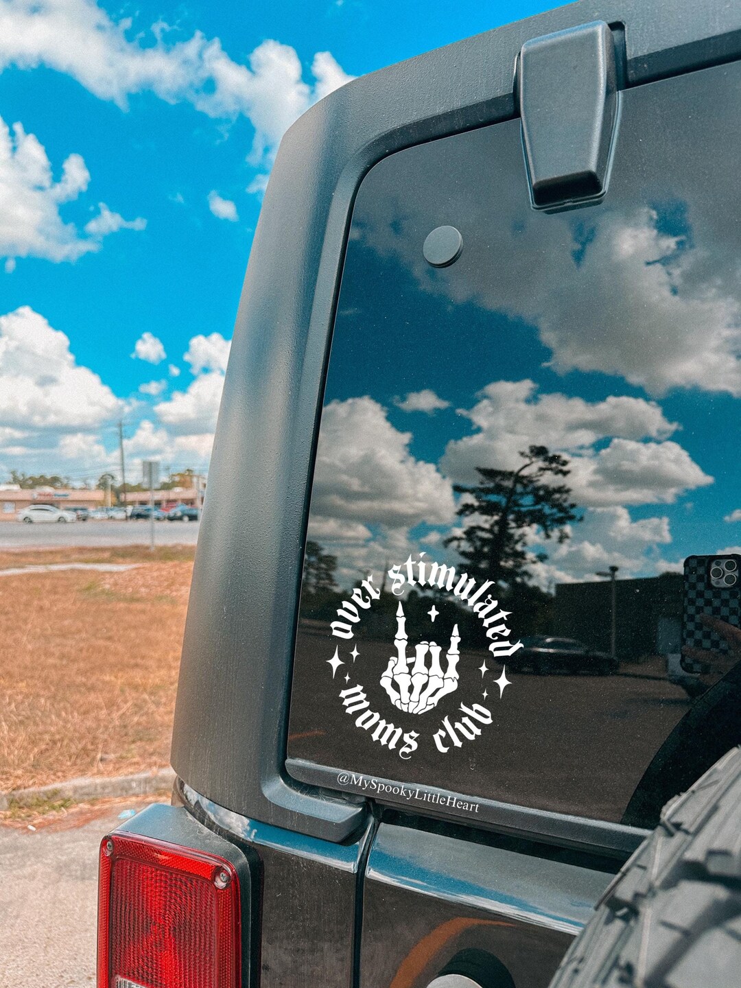 Over Stimulated Moms Club Car Decal, Goth Mom, Skeleton Rock Hand Decal ...