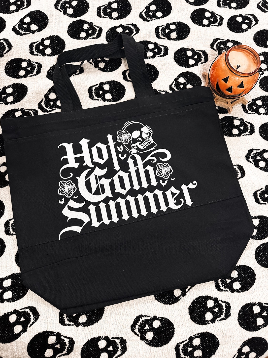 Hot Goth Summer Tote Bag, Black Canvas Goth Tote Bag, Goth Beach Bag ...