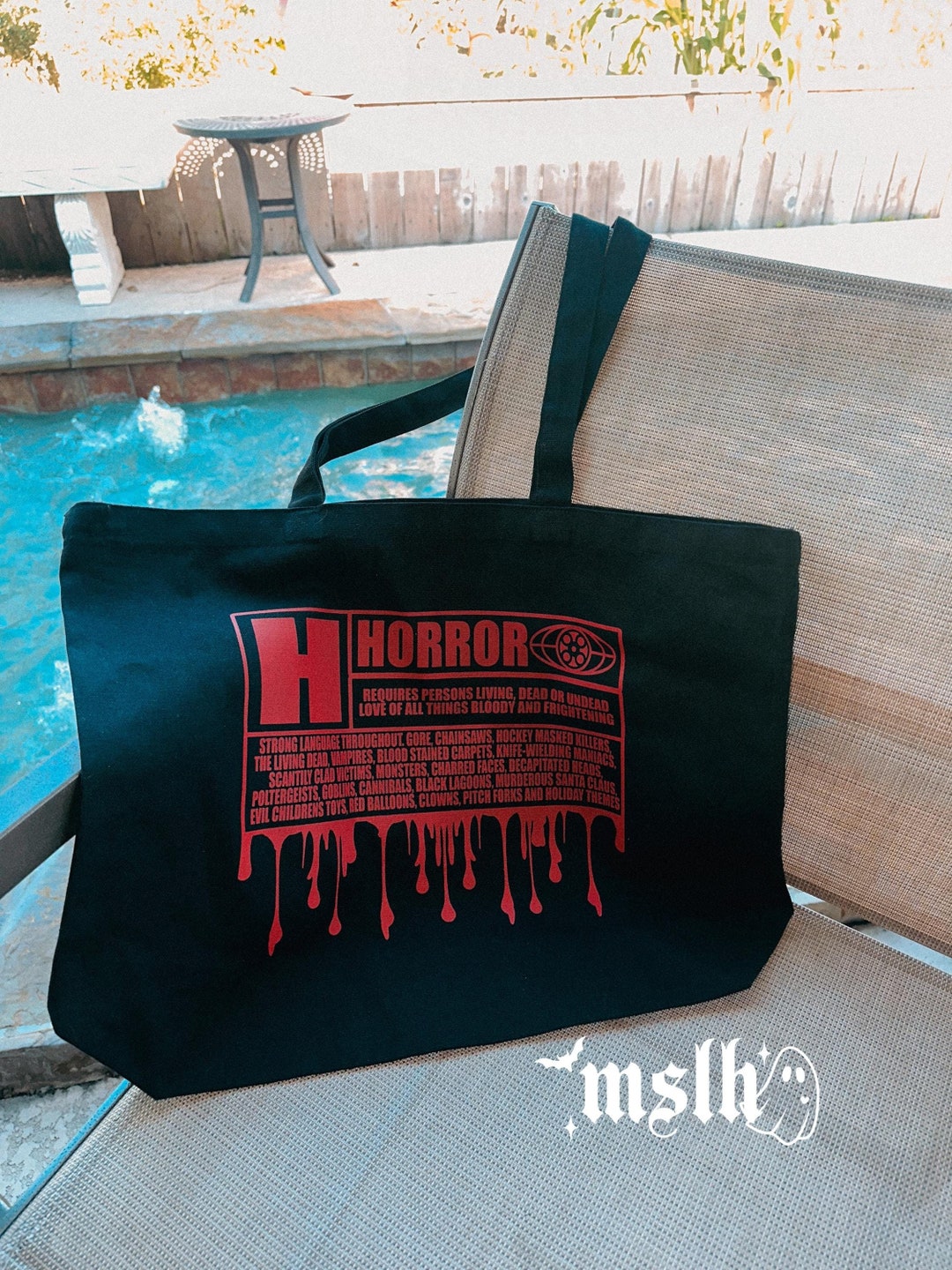Horror Tote Bag, Spooky Bag, Horror Book Bag, Witchy Bag, Gothic, Goth ...