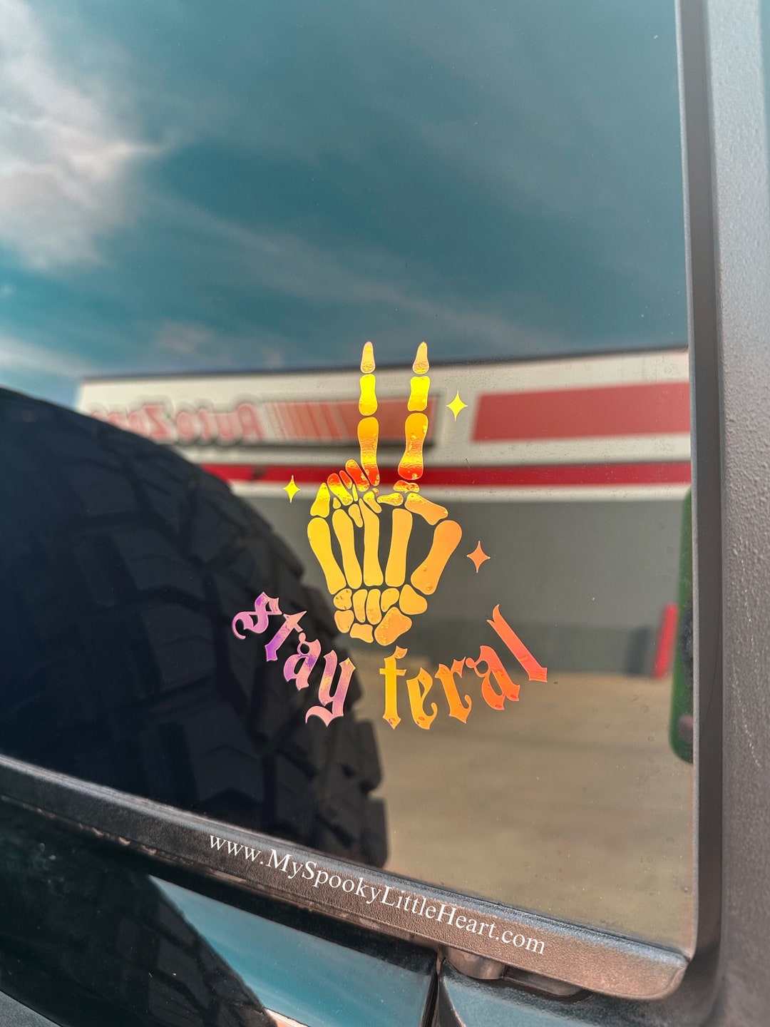 Stay Feral, Feral Decal, Skeleton Decal, Spooky Car Accessories, Goth ...