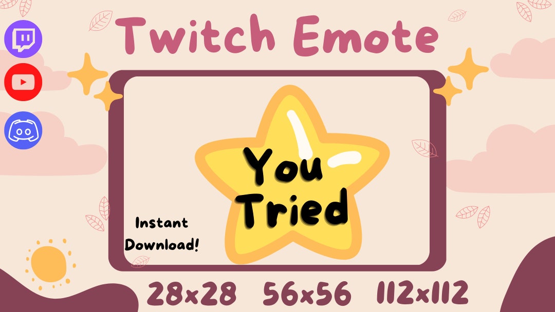 You Tried Gold Star Emote / Gold Star Emote / You Tried Emote / Twitch ...
