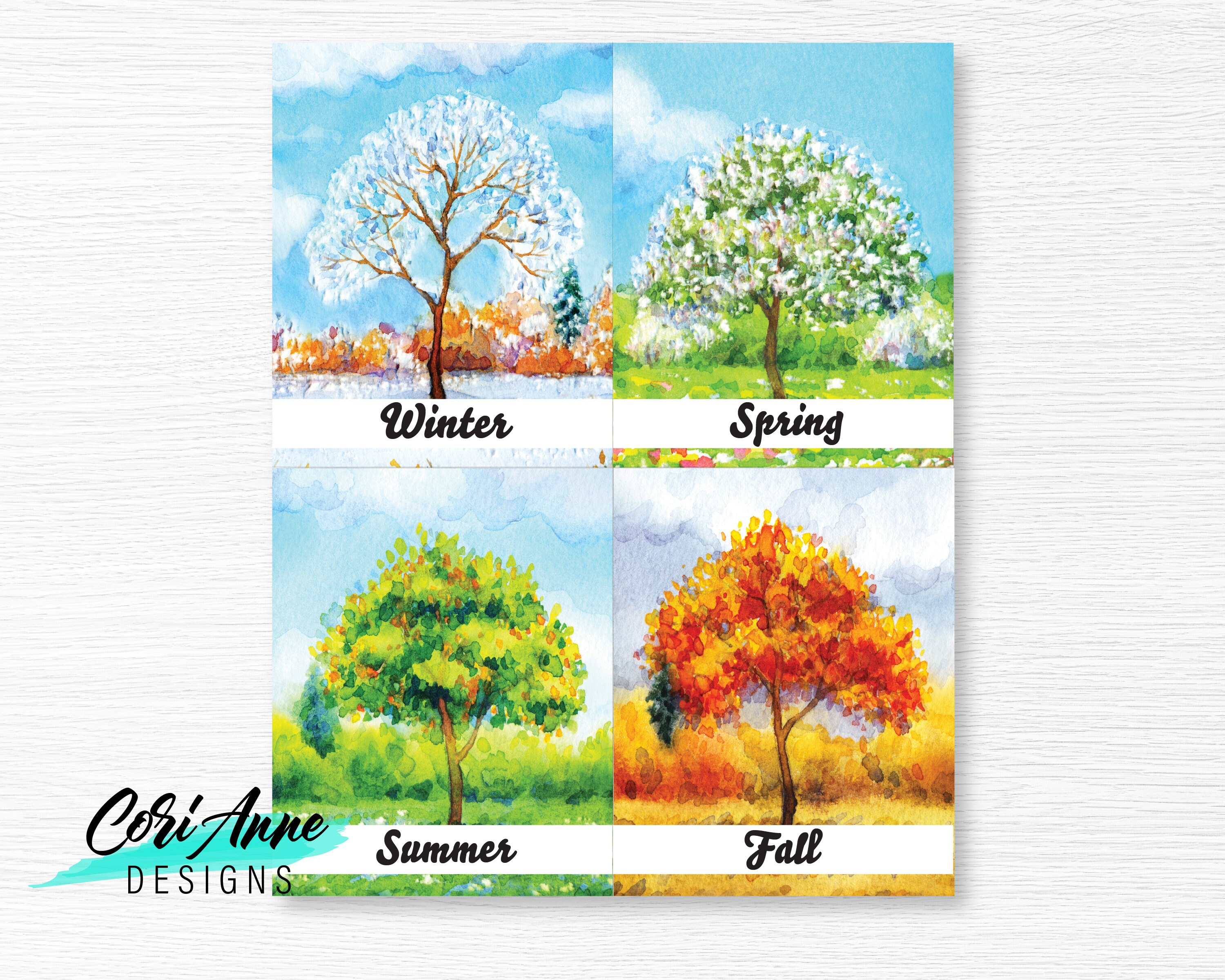 Seasons Chart Education Printable Nature Trees colorful | Etsy