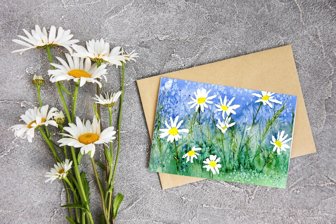 Daisy Blank Greeting Card Original Art Print - Etsy