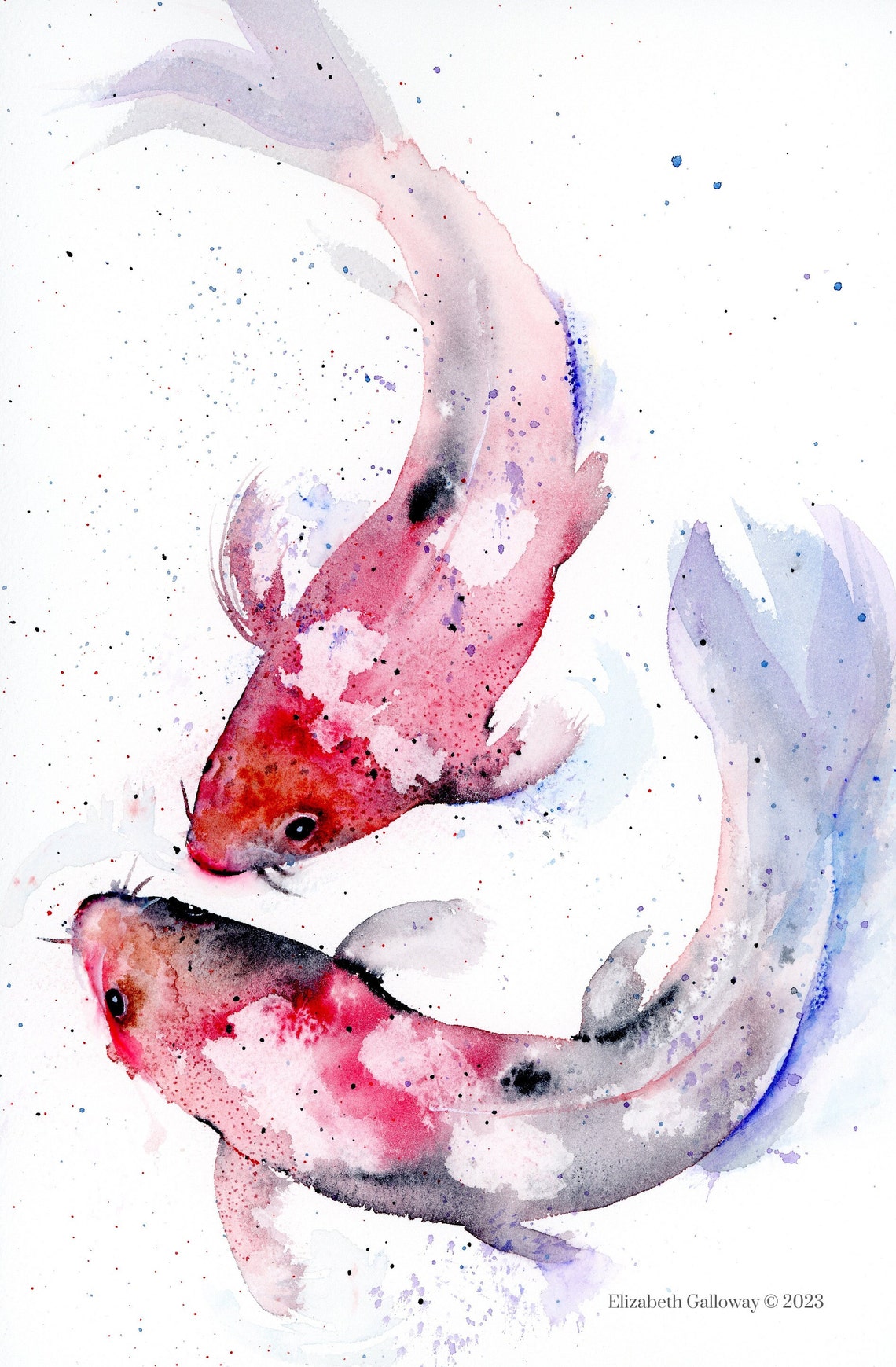 Koi Original Art Print - Watercolor Painting, Fish Archival Print - Etsy