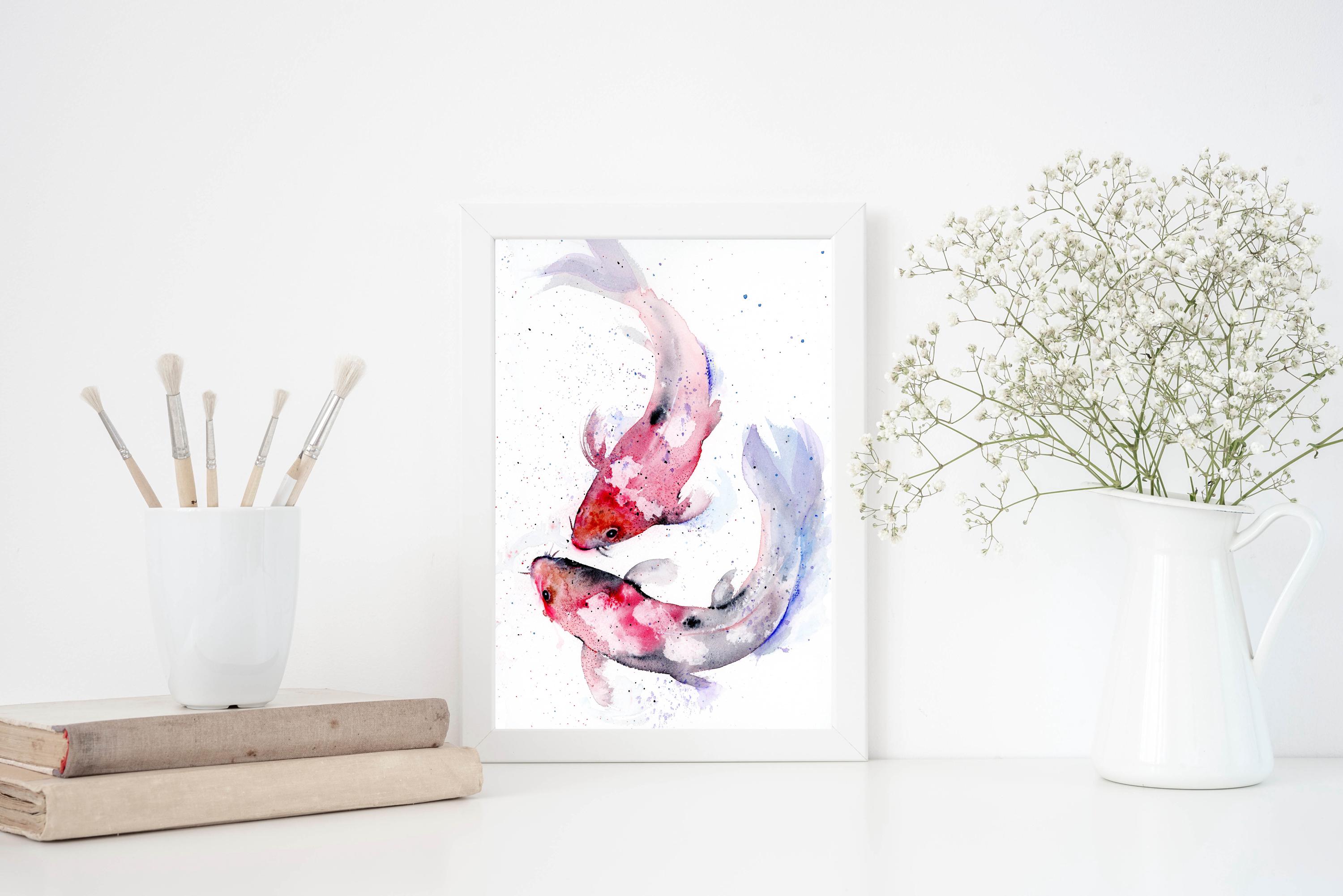 Koi Original Art Print - Watercolor Painting, Fish Archival Print - Etsy