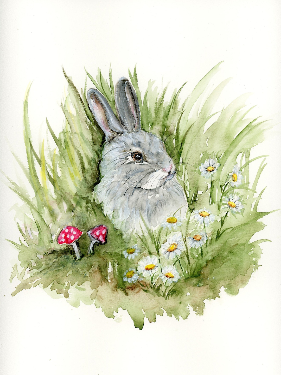 Bunny Watercolor Painting, Original Watercolor Giclée Print - Etsy