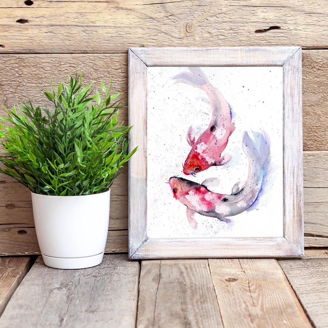 Koi Original Art Print - Watercolor Painting, Fish Archival Print - Etsy
