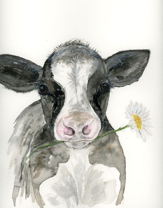 Cow Blank Greeting Card Original Art Print - Etsy