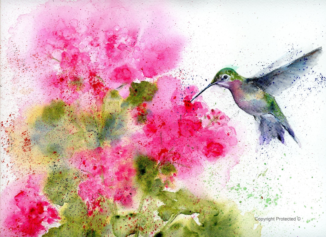 Hummingbird Watercolor Painting, Hummingbird Watercolor Print ...