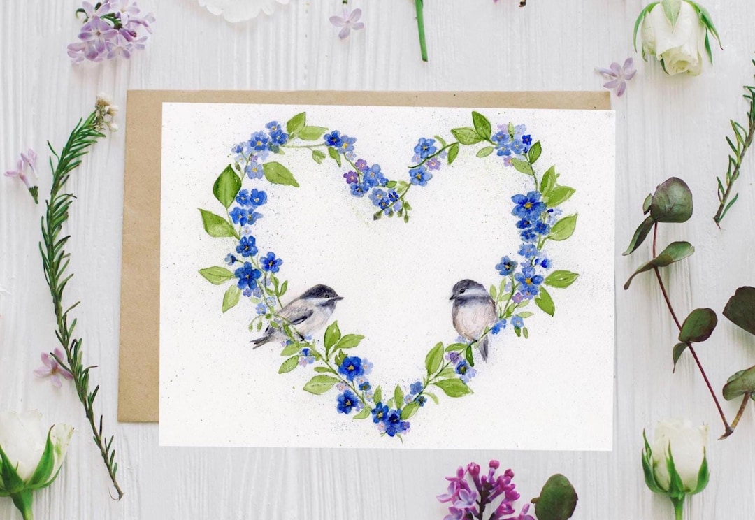 Black-capped Chickadee Heart Blank Greeting Card Original Art Print - Etsy
