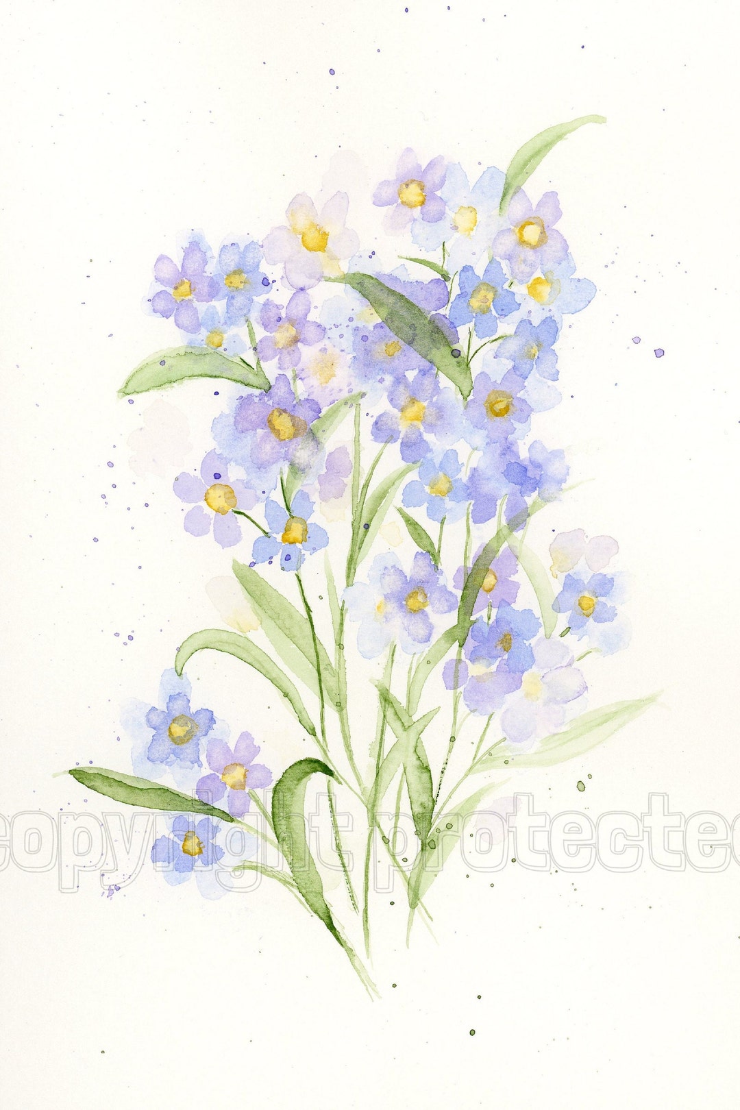 Forget Me Not Watercolor Painting, Original Watercolor Giclée Print by ...