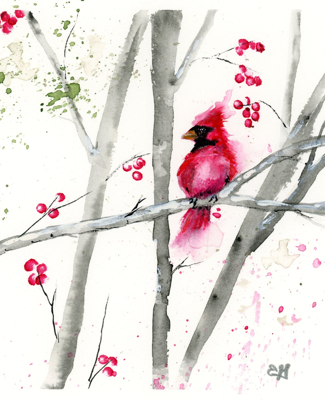 Cardinal Watercolor Painting, Watercolor Giclée - Etsy