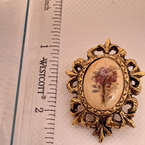 Brooch Hand Painted Artist Signed Floral Brooch Cameo | Etsy