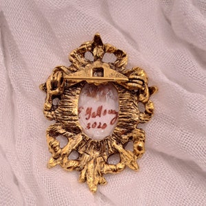 Brooch Hand Painted Artist Signed Floral Brooch Cameo - Etsy