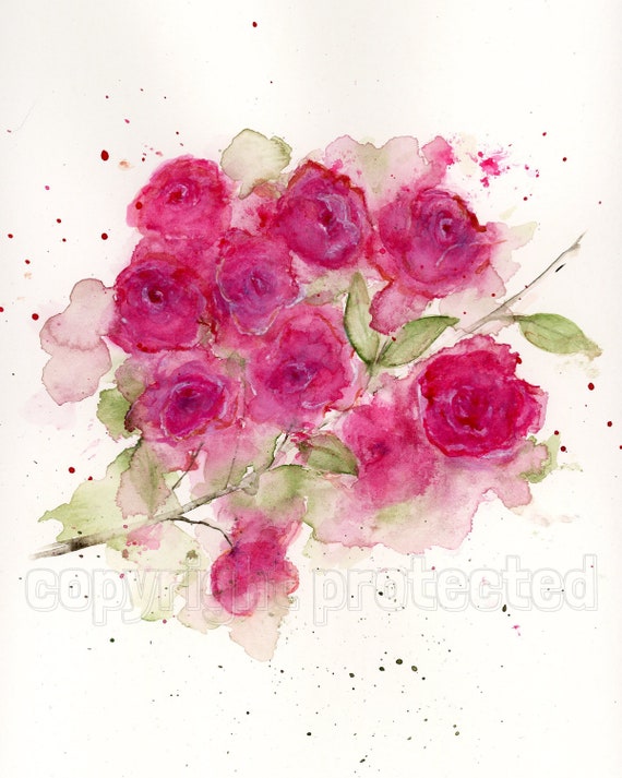 Rose Watercolor Painting Original Watercolor Giclée Print by | Etsy